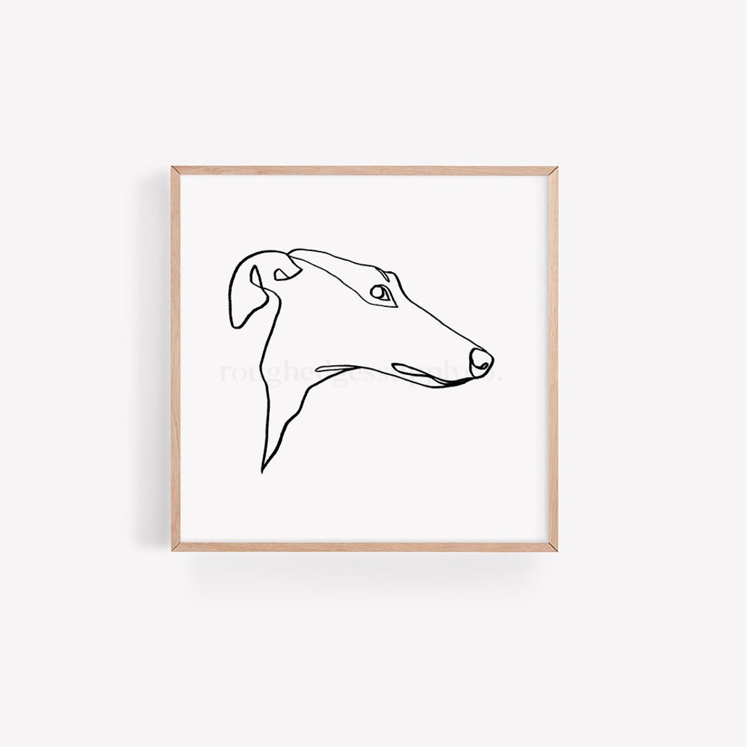 Greyhound Dog Art Print, Line Drawing, Line Art, Dog Pet Portrait, Dog ...