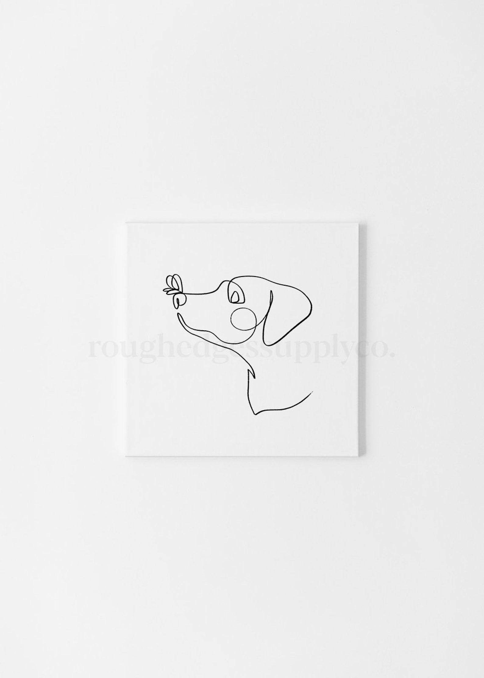Dog and Butterfly Art Print Line Drawing Minimal Animal Line | Etsy