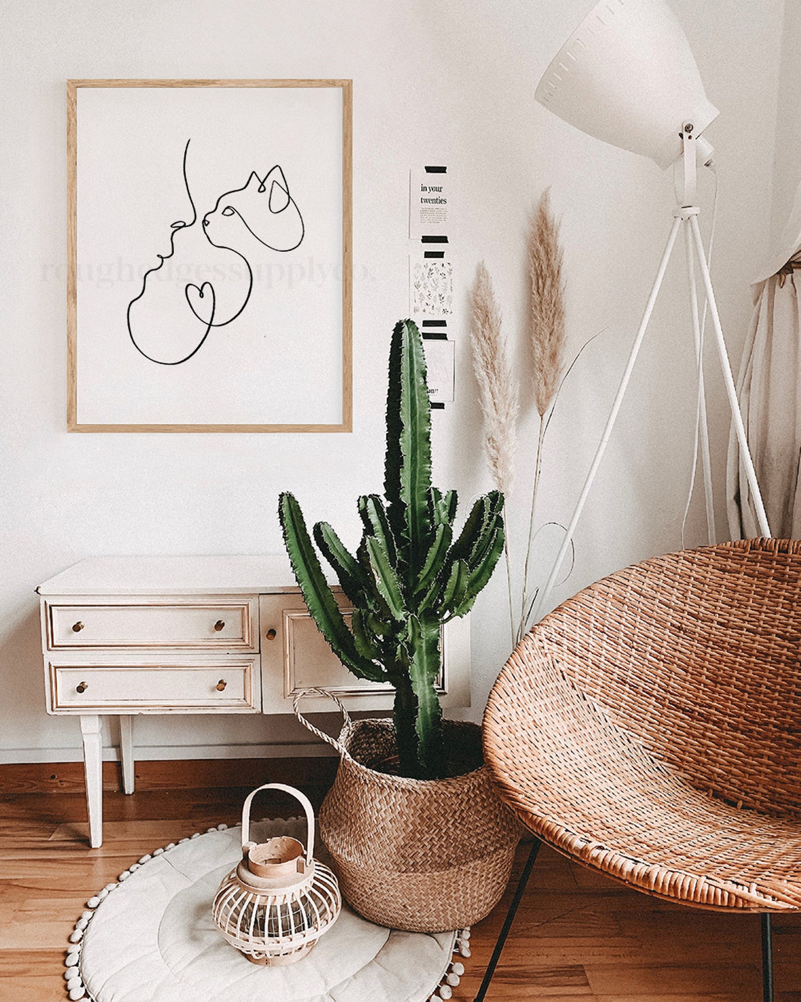 Cat and Human Line Art Print, Minimal Cat Line Drawing, Animal One Line ...