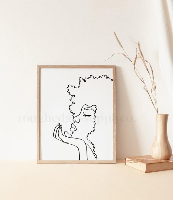 Black Woman Portrait Line Drawing African American Woman Line - Etsy