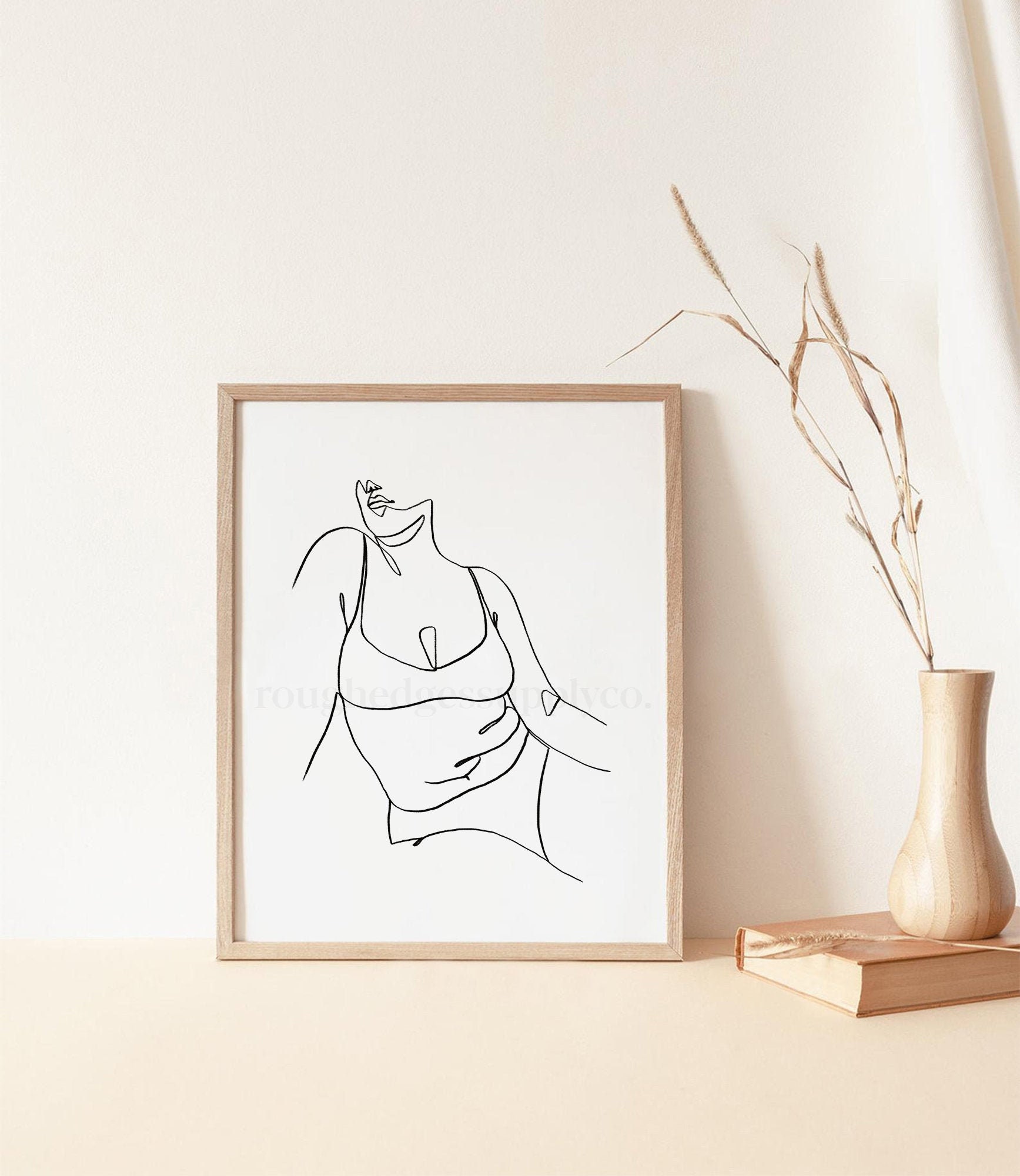Body Positive Line Art Female Figure Art Print Minimalist - Etsy