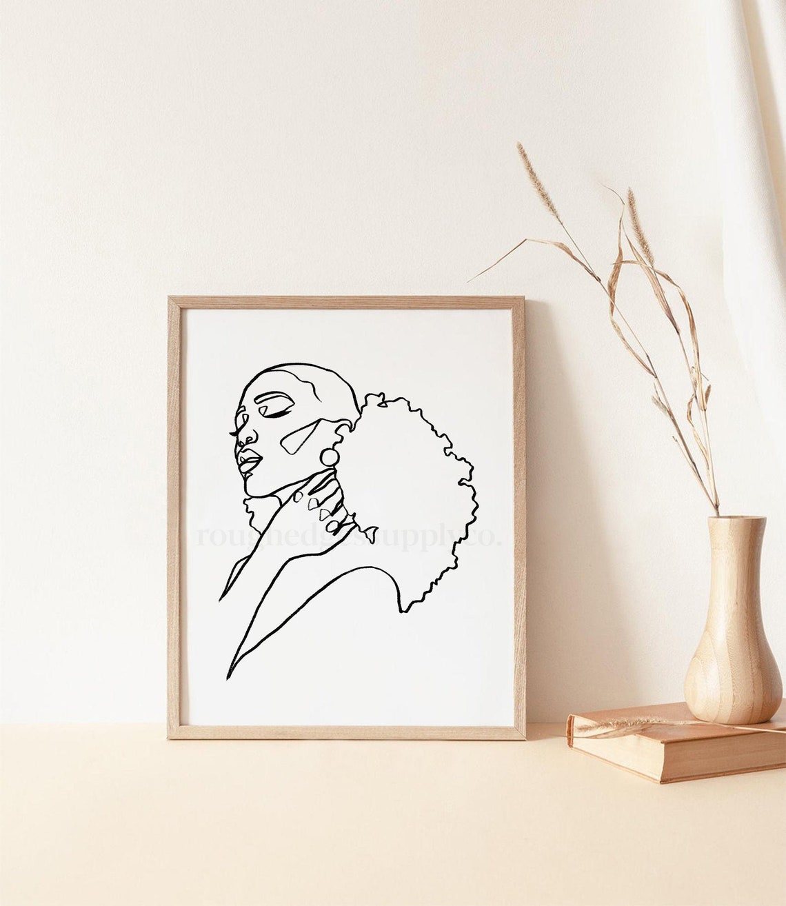 Black Woman Portrait Line Drawing, African American Woman Line Art, Art ...
