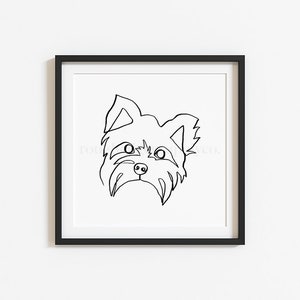 Yorkshire Terrier Dog Art Print, Line Drawing, Line Art, Dog Pet ...