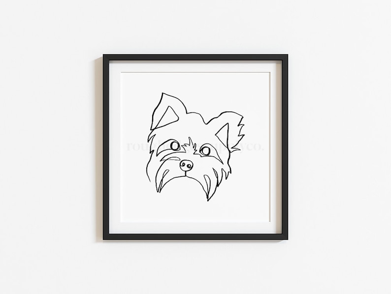 Yorkshire Terrier Dog Art Print Line Drawing Line Art Dog | Etsy