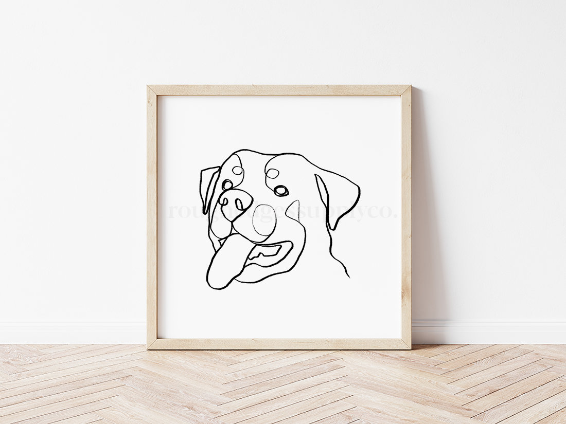 Rottweiler Dog Art Print Line Drawing Line Art Dog Pet | Etsy