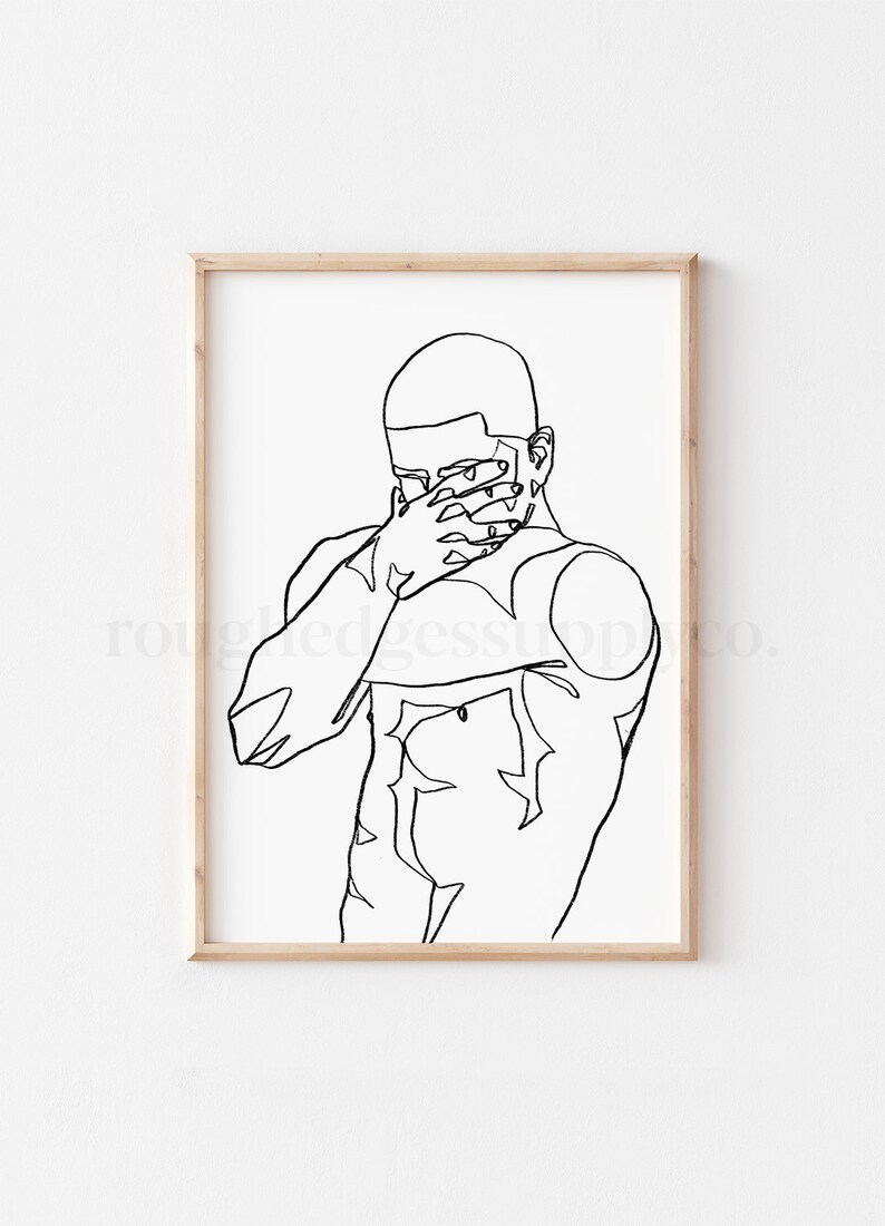 Abstract Male Figure Line Art Nude Line Drawing Naked Man - Etsy
