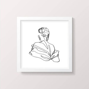 Back Silhouette of a Woman Line Art Print, Minimalist Wall Art ...