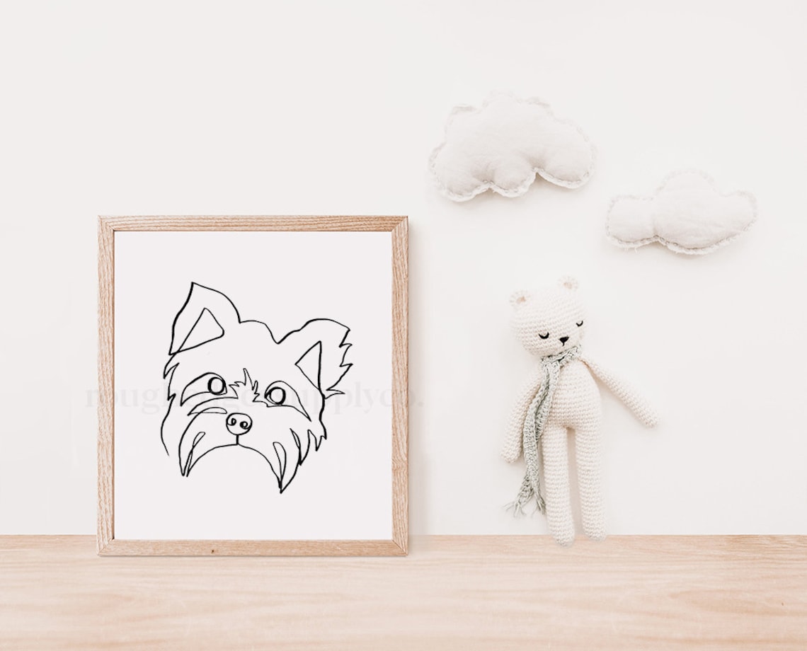 Yorkshire Terrier Dog Art Print Line Drawing Line Art Dog - Etsy Singapore