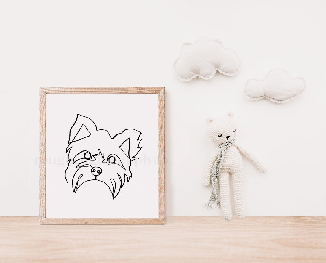 Yorkshire Terrier Dog Art Print Line Drawing Line Art Dog - Etsy