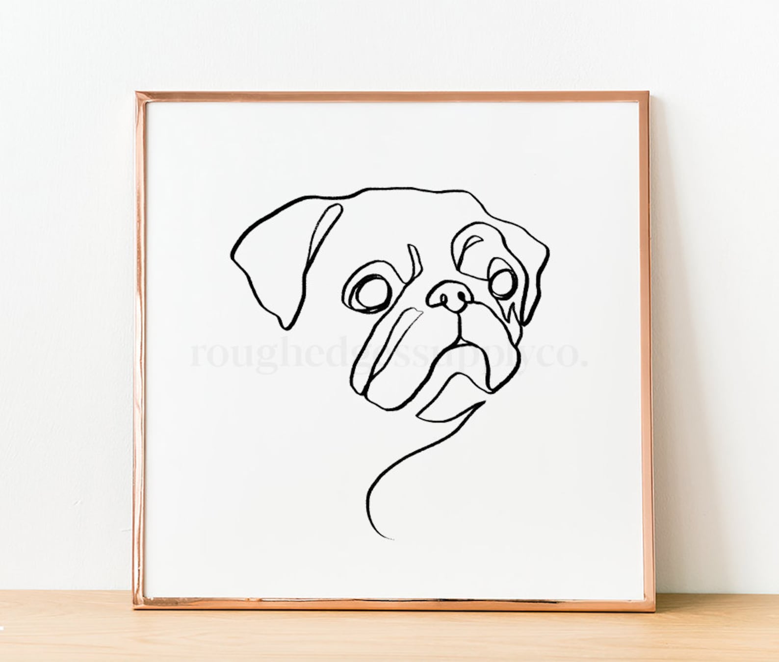 Pug Dog Art Print, Line Drawing, Line Art, Dog Pet Portrait, Dog Lover ...