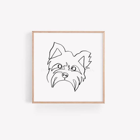 Yorkshire Terrier Dog Art Print Line Drawing Line Art Dog | Etsy Singapore