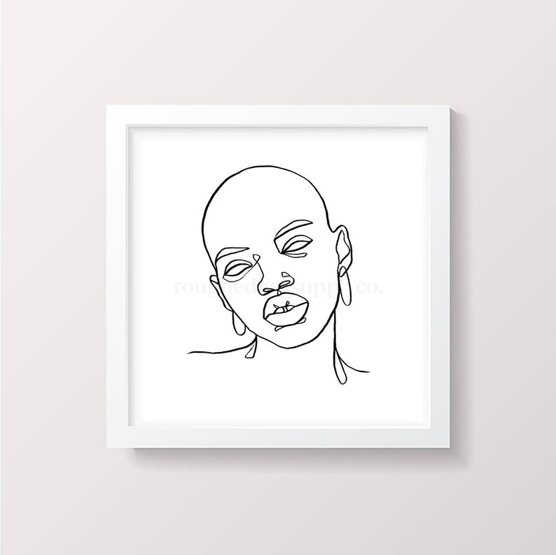 Black Woman Portrait Line Drawing African American Woman Line - Etsy