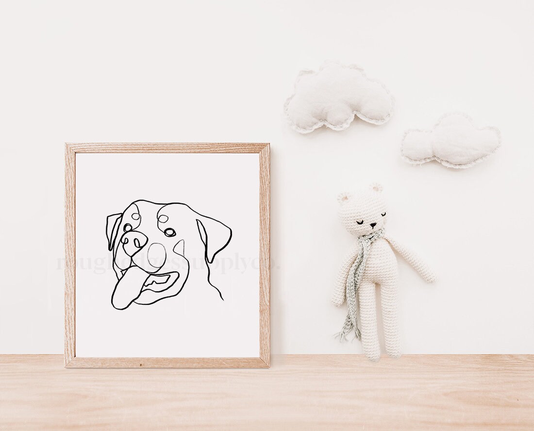 Rottweiler Dog Art Print Line Drawing Line Art Dog Pet | Etsy