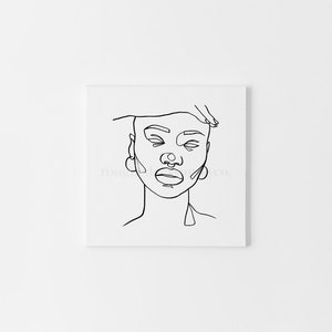 Black Woman Portrait Line Drawing, African American Woman Line Art, Art ...