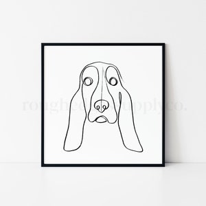 Basset Hound Art Print, Line Drawing, Minimal Animal Line Art, Pet ...