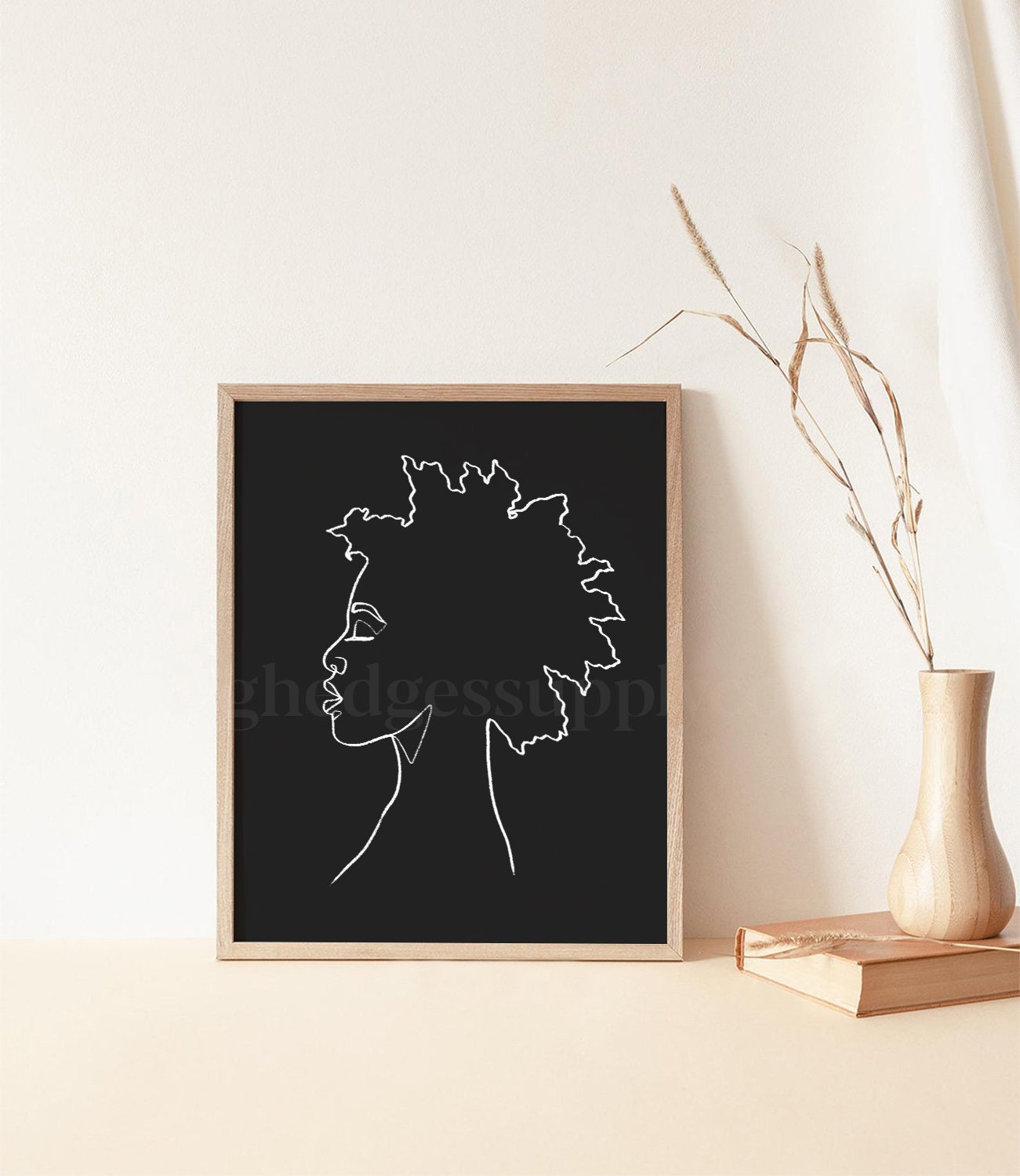 Black Woman Portrait Line Drawing, African American Woman Line Art, Art ...