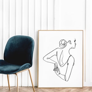 One Line Female Figure Art Print, Minimalist Wall Art, Printable Wall ...