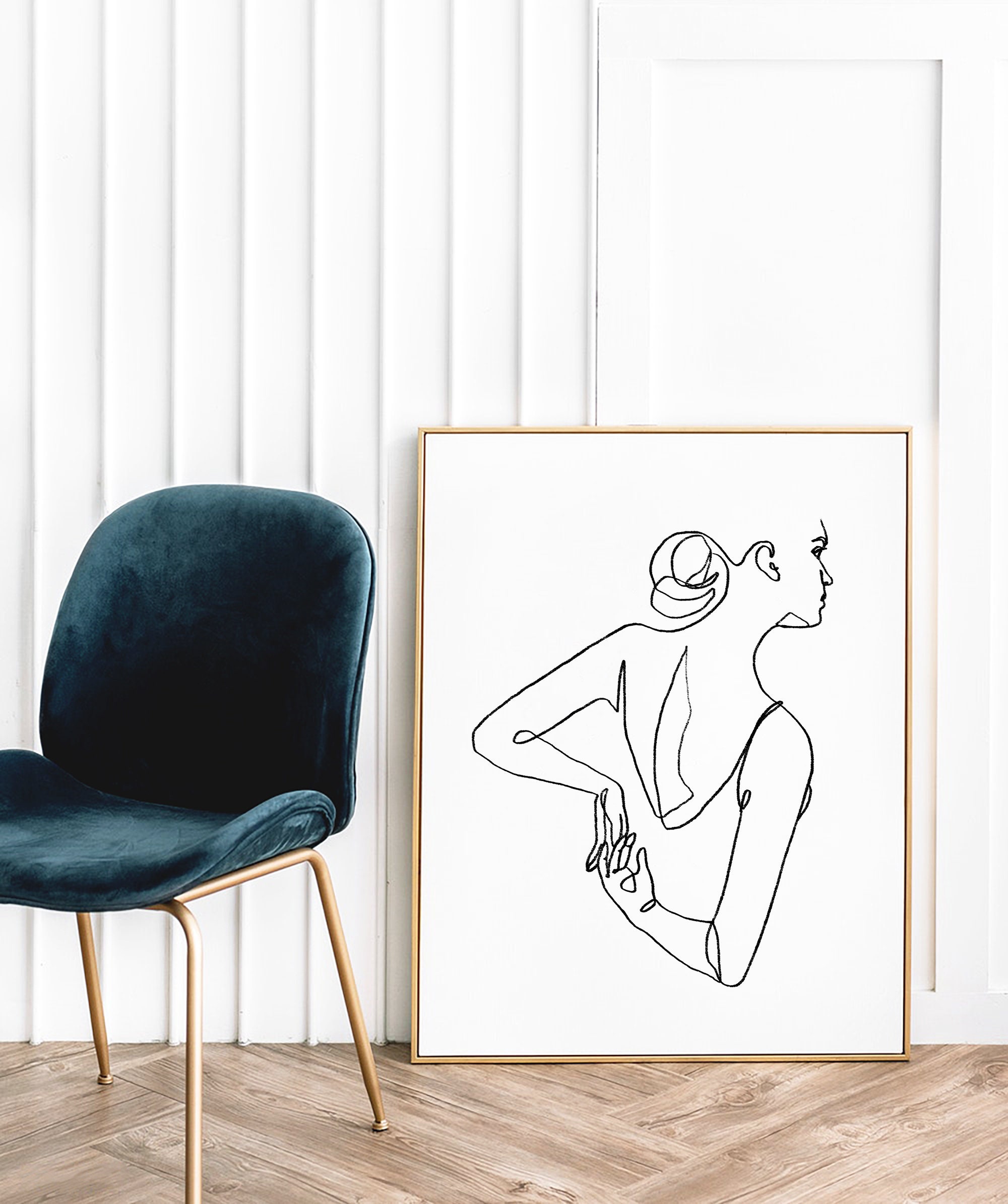 One Line Female Figure Art Print Minimalist Wall Art | Etsy