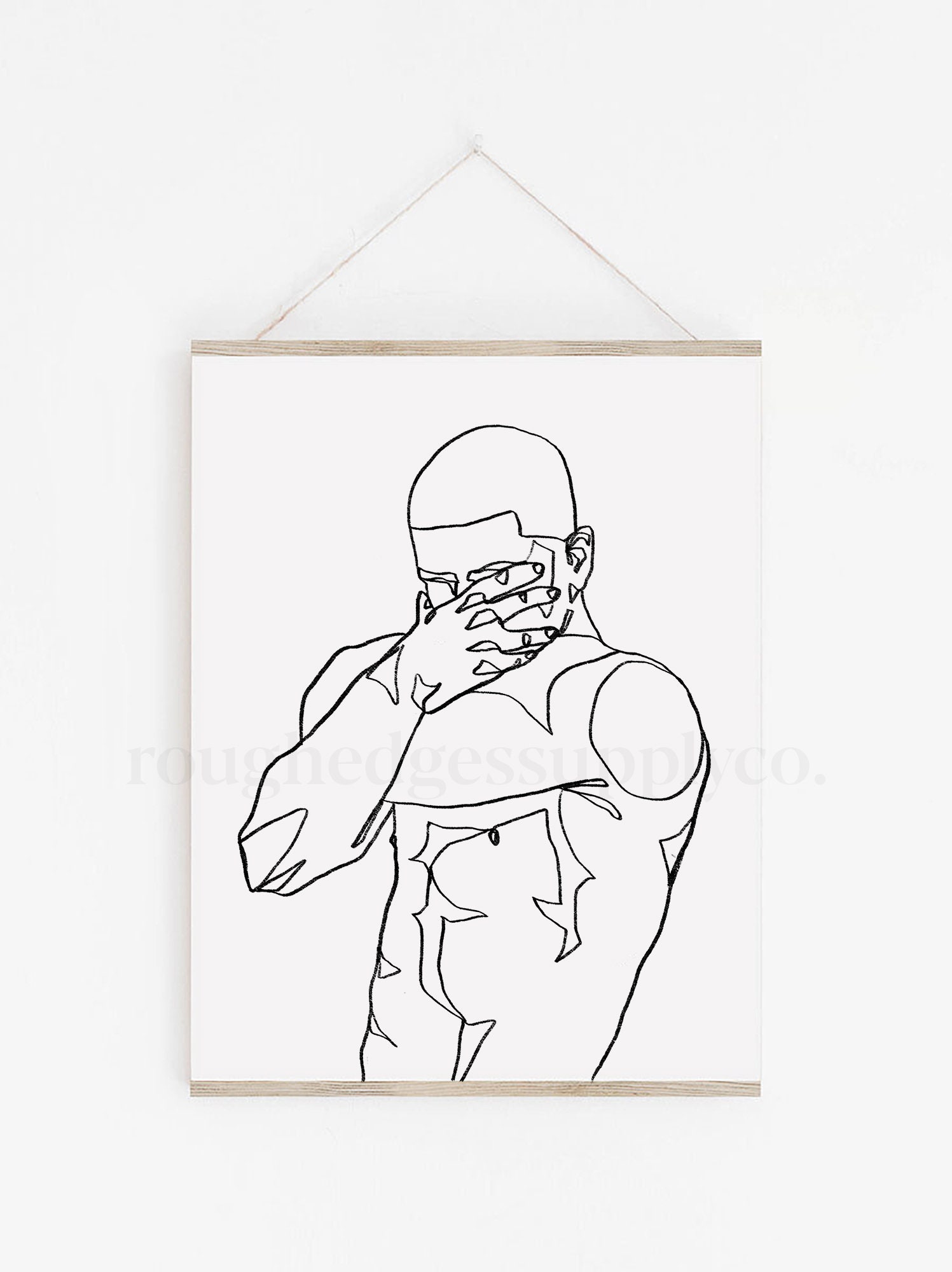 Abstract Male Figure Line Art Nude Line Drawing Naked Man | Etsy