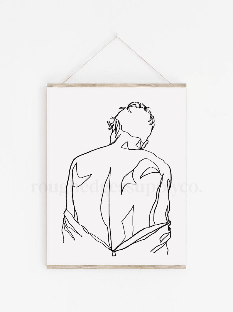 Abstract Male Figure Line Art Nude Line Drawing Naked Man - Etsy