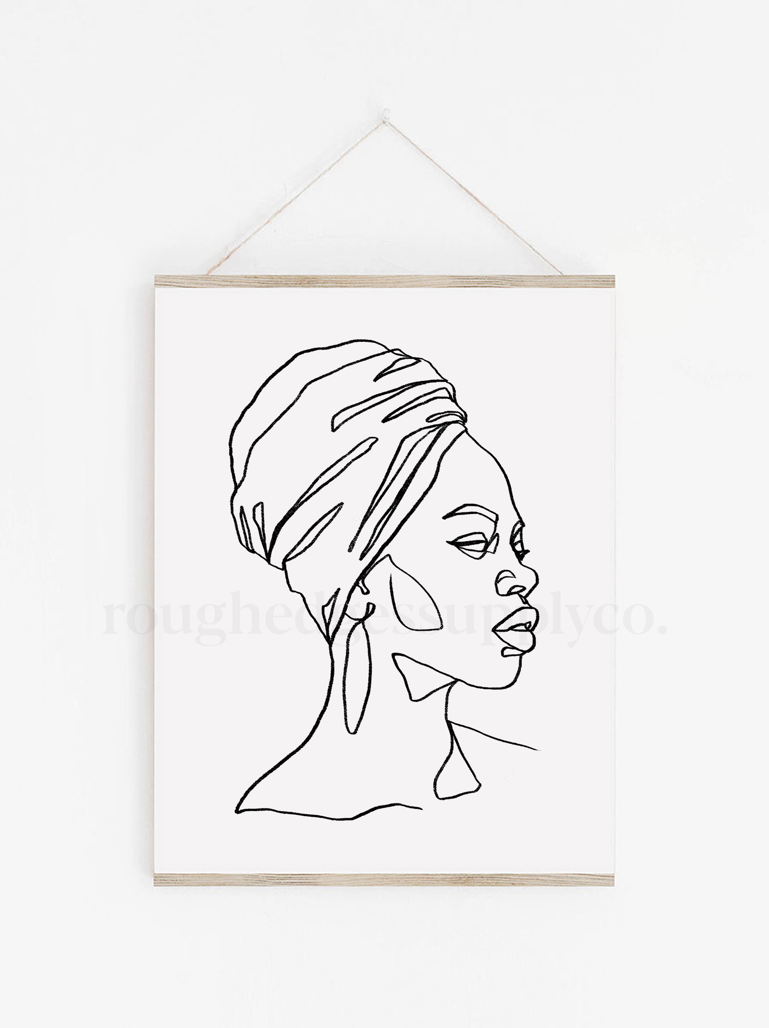 Black Woman Turban Portrait Line Drawing, African American Woman Line ...