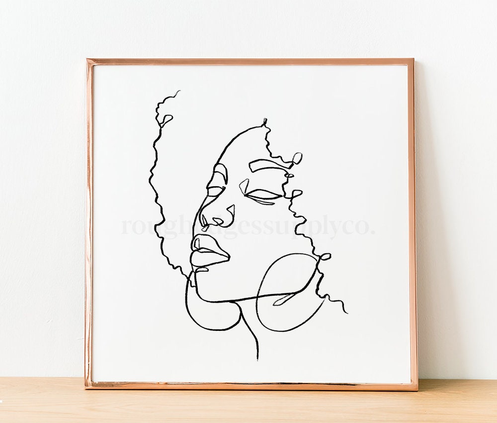 African Woman Line Drawing