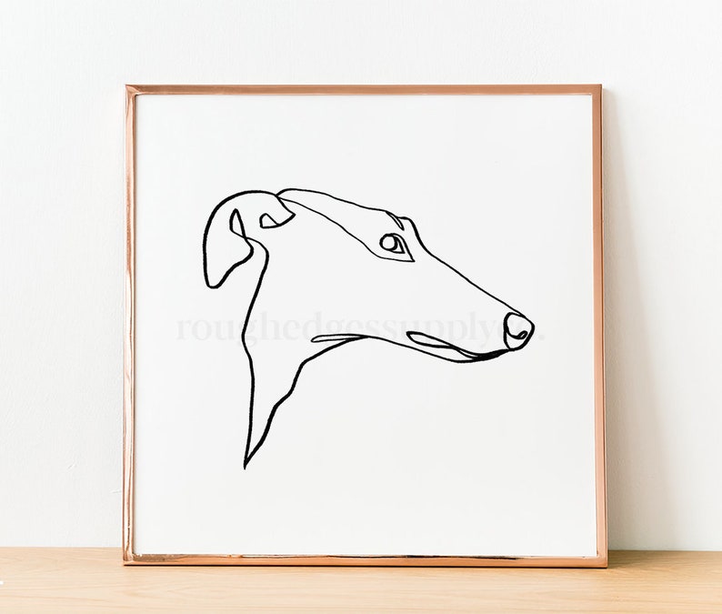 Greyhound Dog Art Print, Line Drawing, Line Art, Dog Pet Portrait, Dog ...