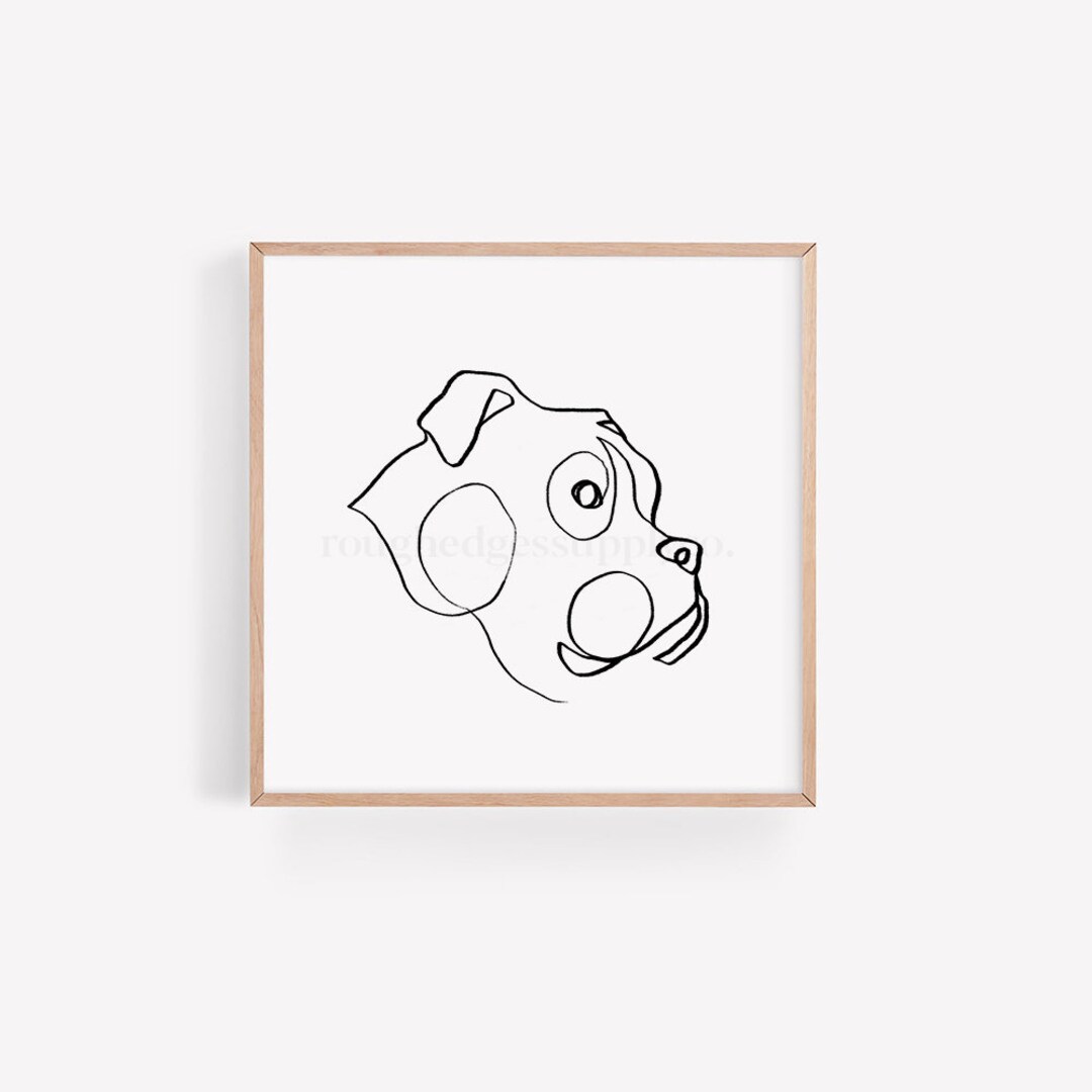 Boxer Dog Art Print, Line Drawing, Line Art, Dog Pet Portrait, Dog ...