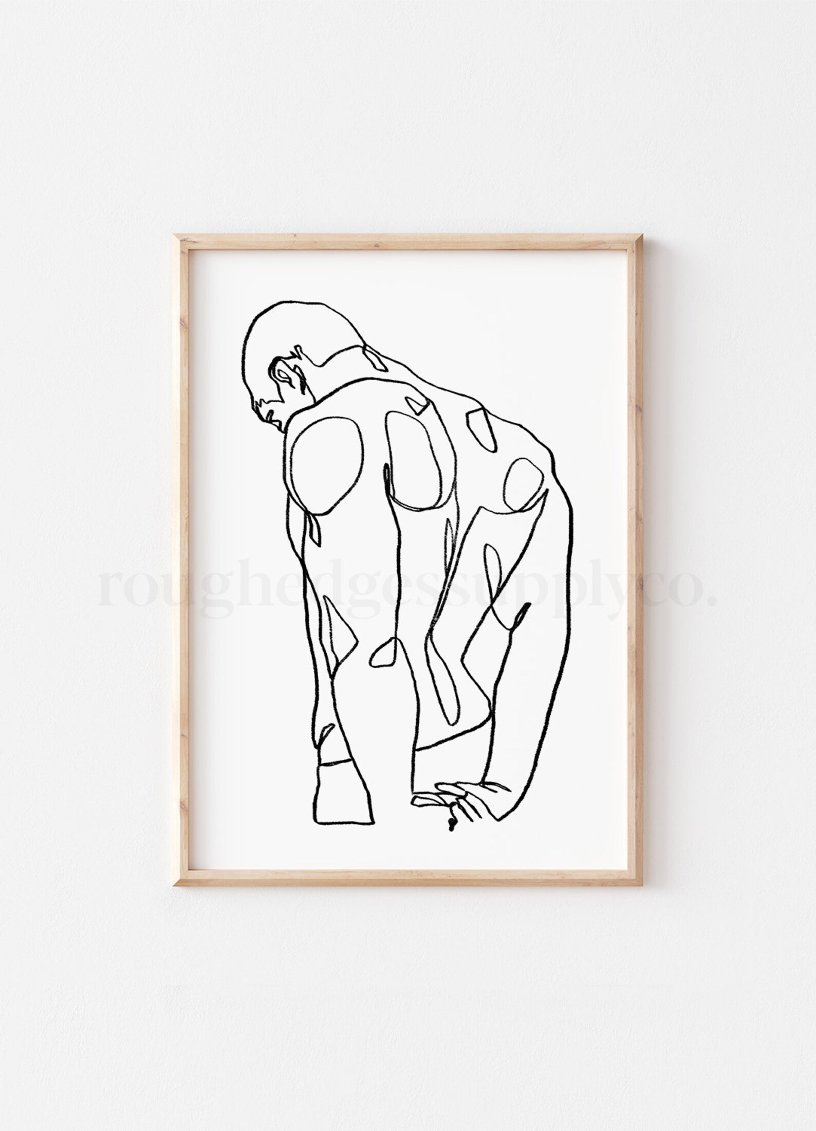 Abstract Male Figure Line Art Nude Line Drawing Naked Man - Etsy