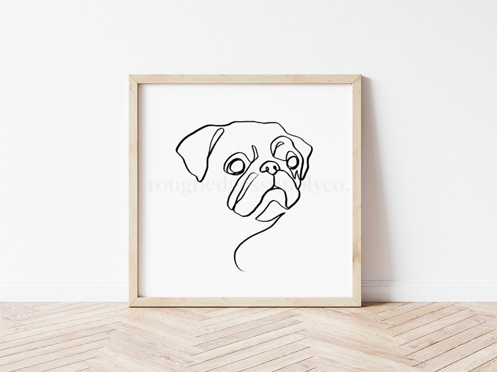 Pug Dog Art Print Line Drawing Line Art Dog Pet Portrait - Etsy