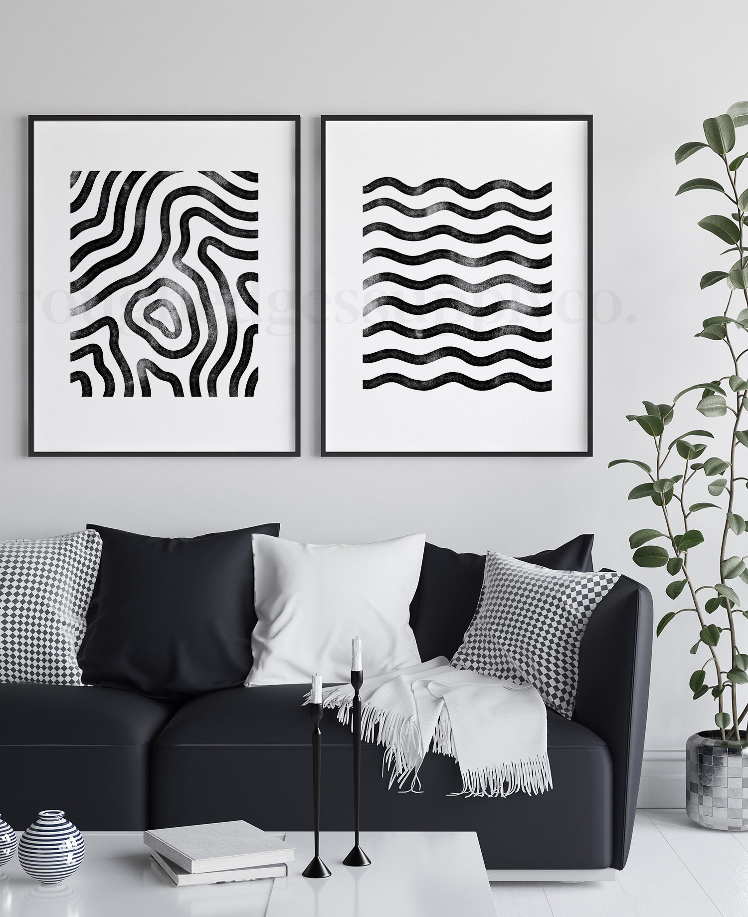 Set of 2 Digital Prints Abstract Art Prints Abstract Wall | Etsy
