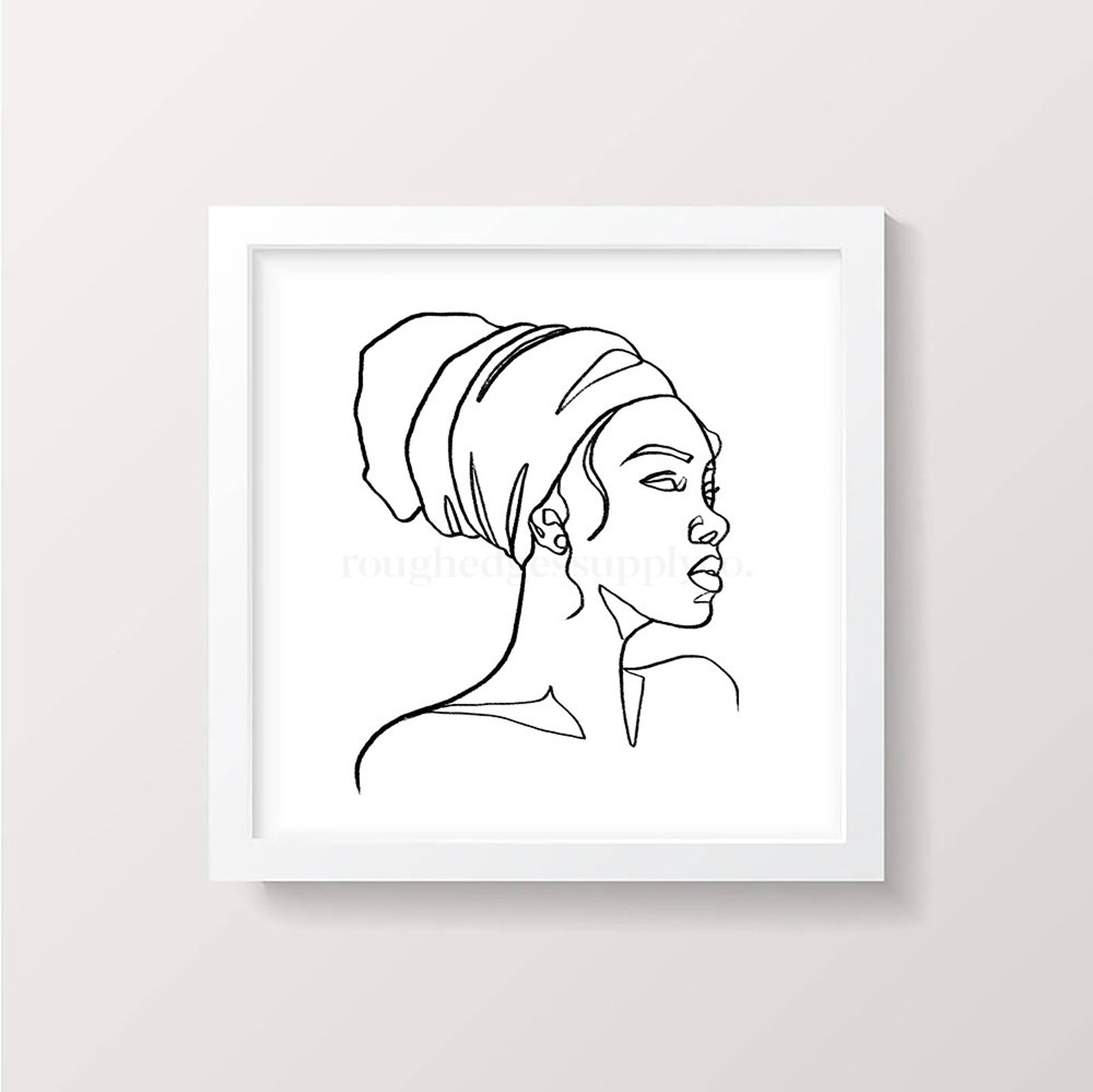 Black Woman Portrait Line Drawing, African American Woman Line Art, Art ...