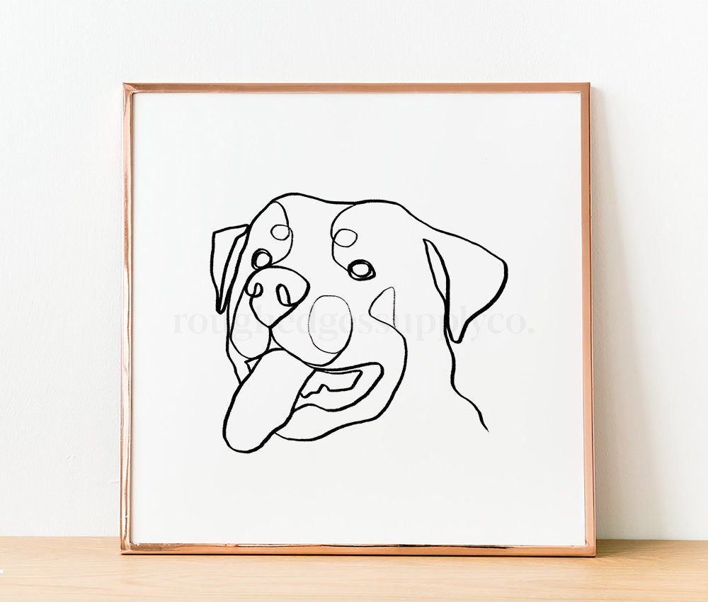 Rottweiler Dog Art Print Line Drawing Line Art Dog Pet | Etsy