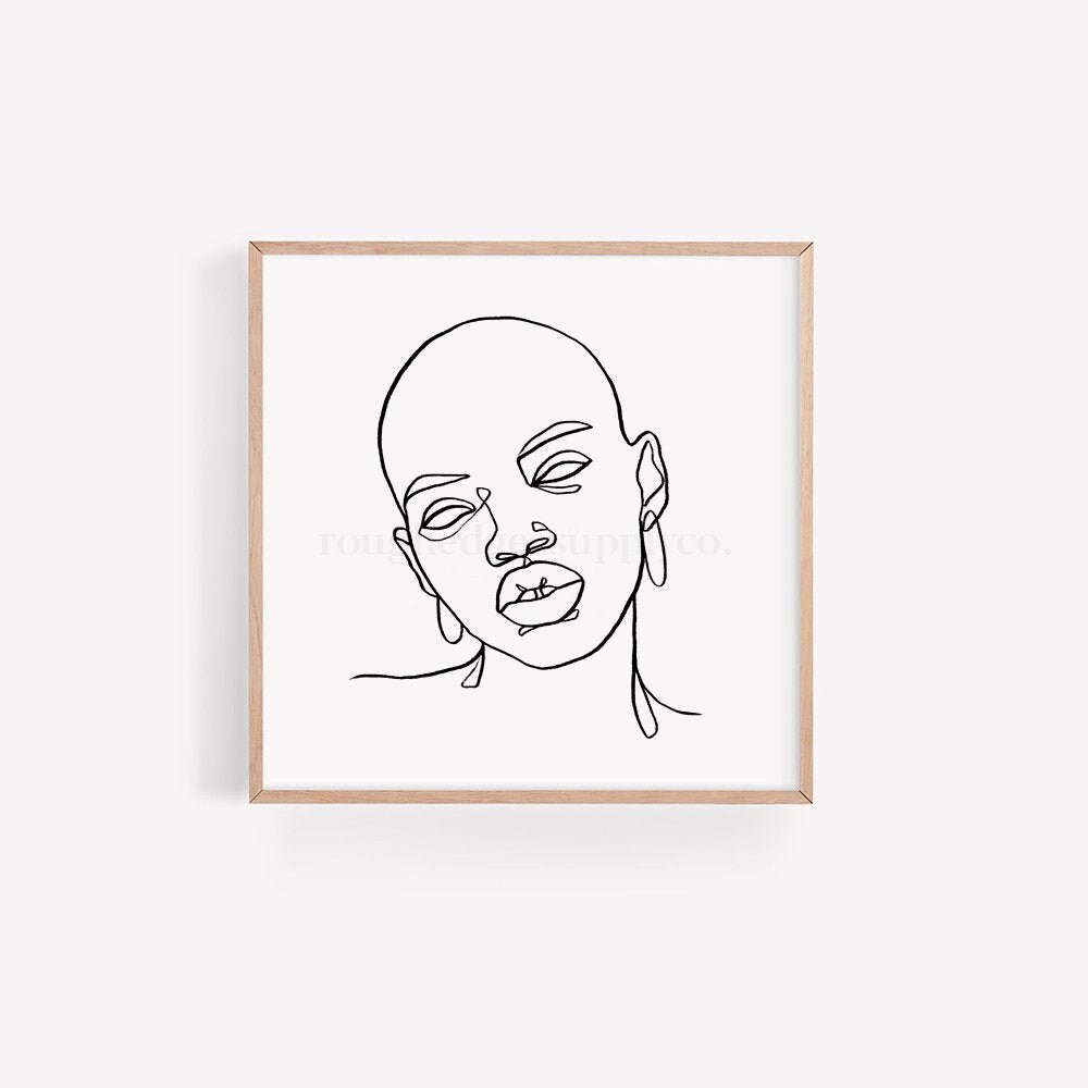 Black Woman Portrait Line Drawing African American Woman Line - Etsy
