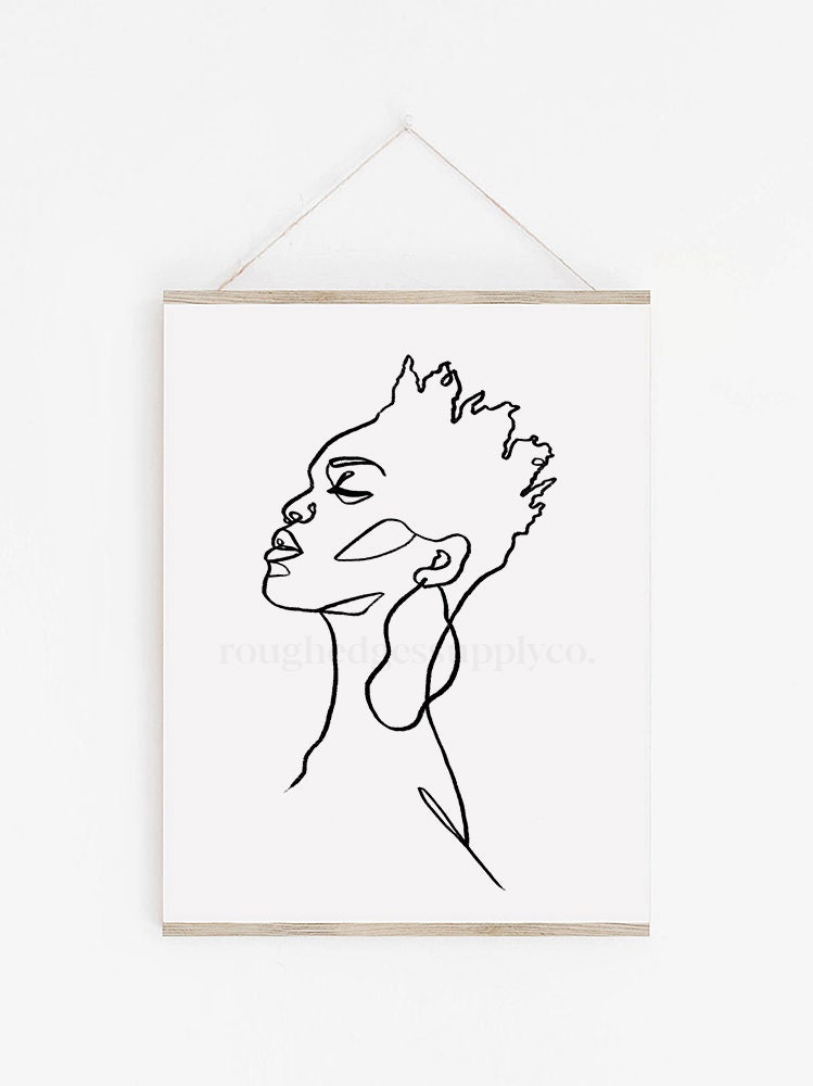 Black Woman Portrait Line Drawing African American Woman Line | Etsy