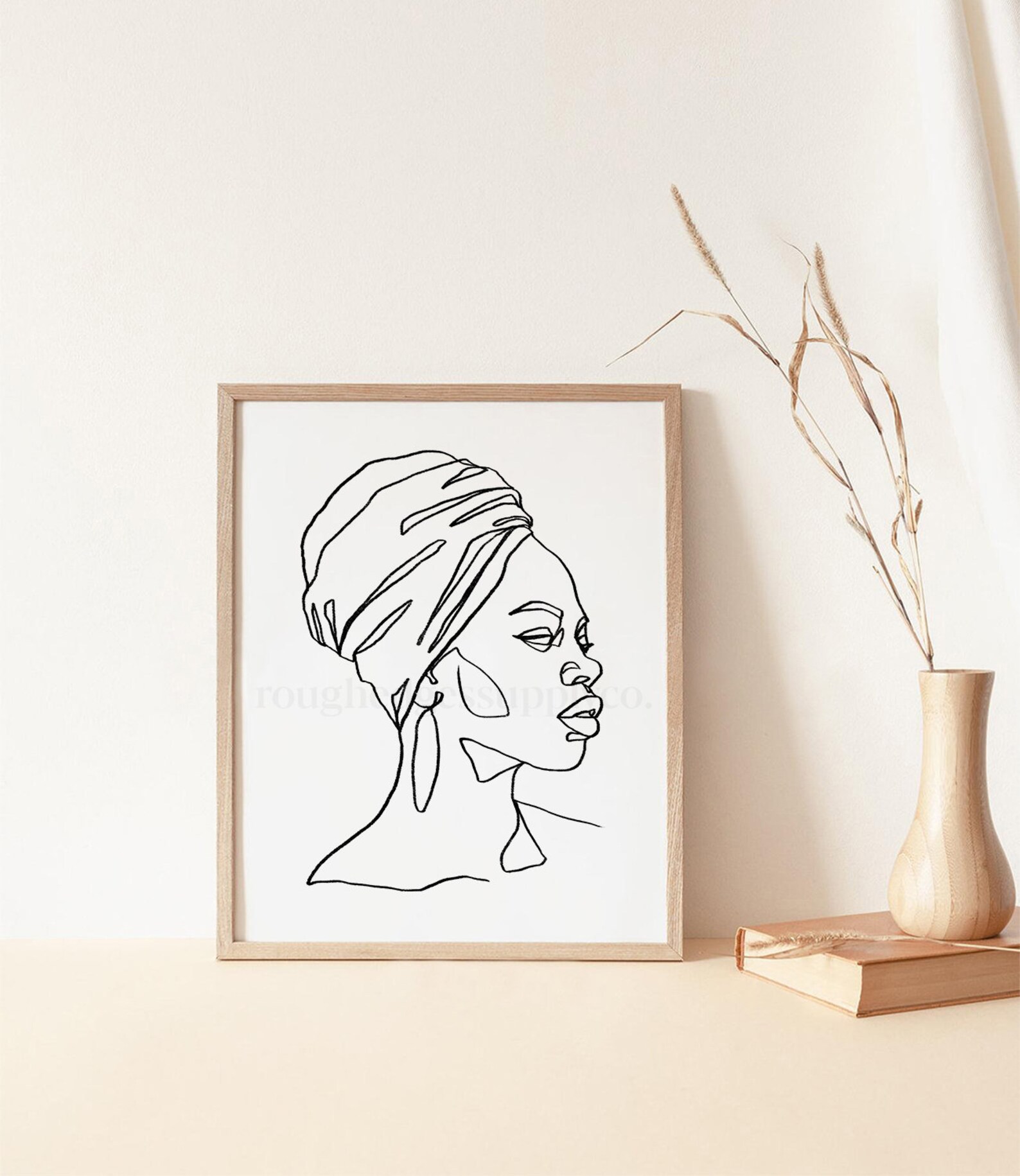 Black Woman Turban Portrait Line Drawing African American - Etsy