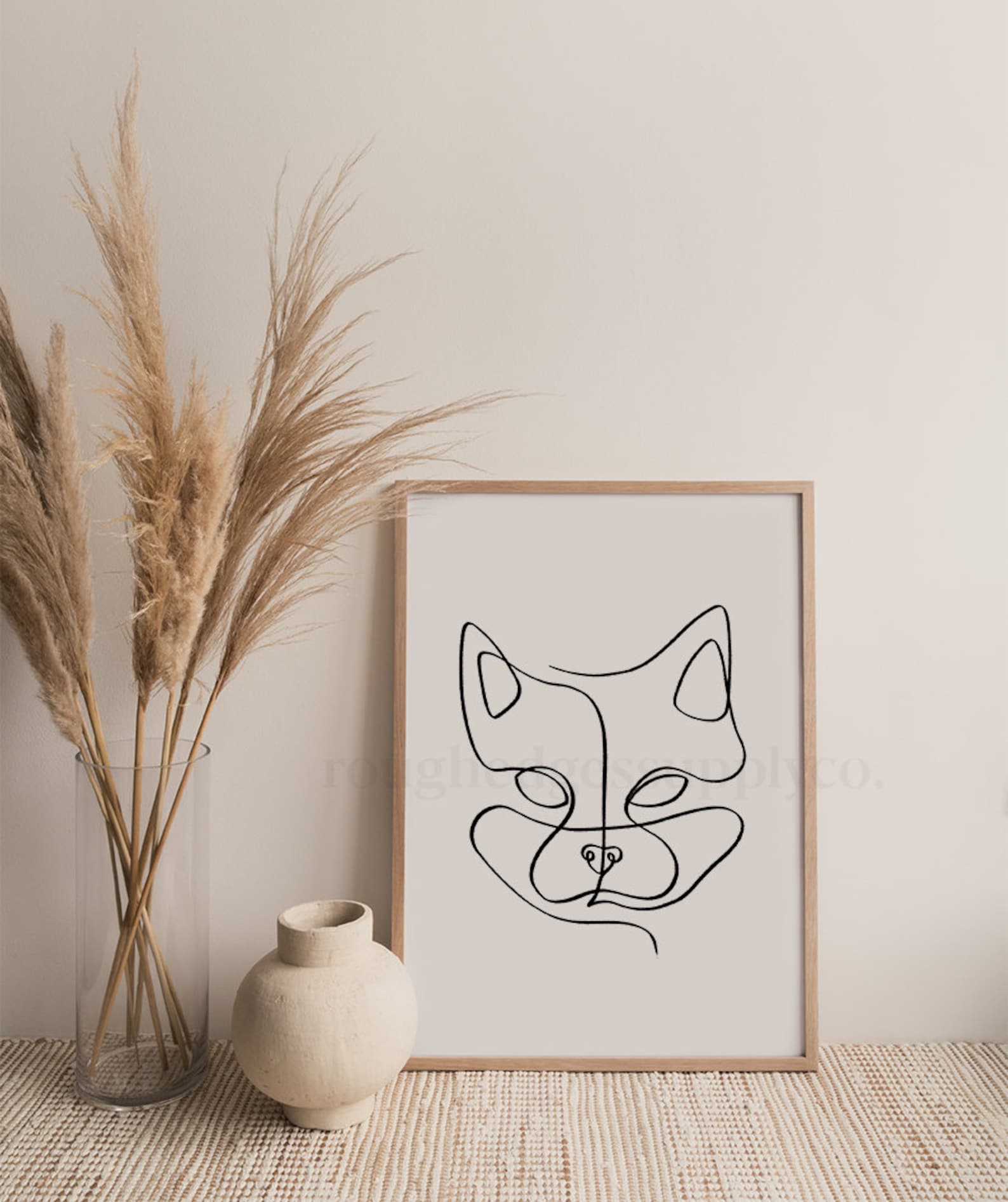 Cat Face Line Art Print Minimal Cat Line Drawing Abstract | Etsy