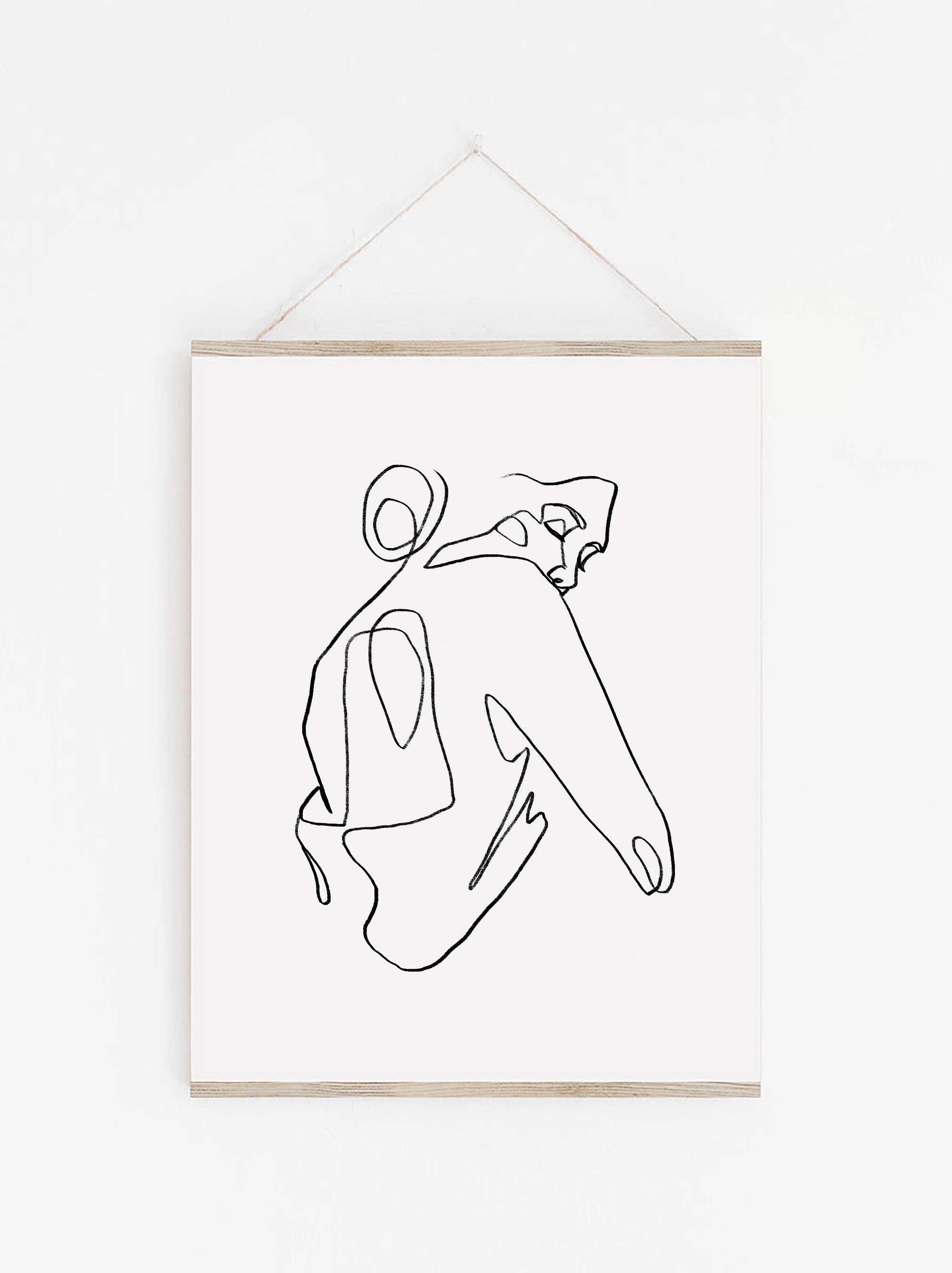 One Line Abstract Female Figure Art Print Minimalist Wall - Etsy