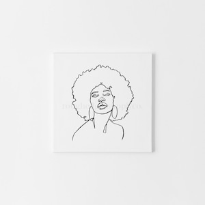 Black Woman Portrait Line Drawing, African American Woman Line Art, Art ...