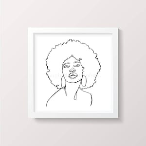 Black Woman Portrait Line Drawing, African American Woman Line Art, Art ...