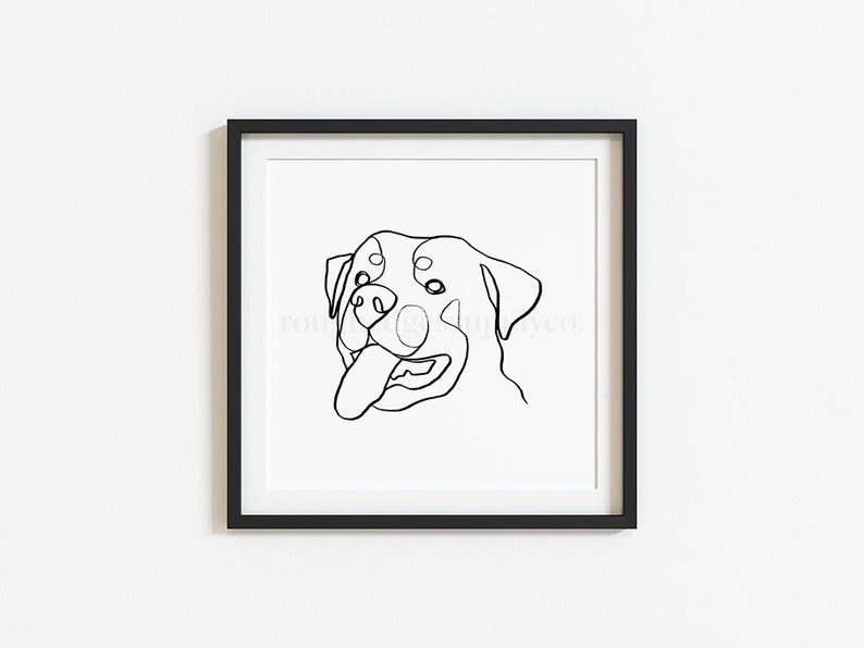 Rottweiler Dog Art Print Line Drawing Line Art Dog Pet | Etsy
