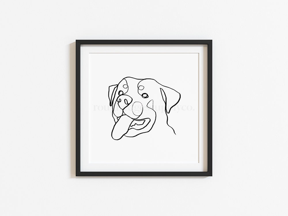 Rottweiler Dog Art Print Line Drawing Line Art Dog Pet | Etsy