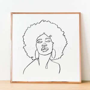 Black Woman Portrait Line Drawing, African American Woman Line Art, Art ...