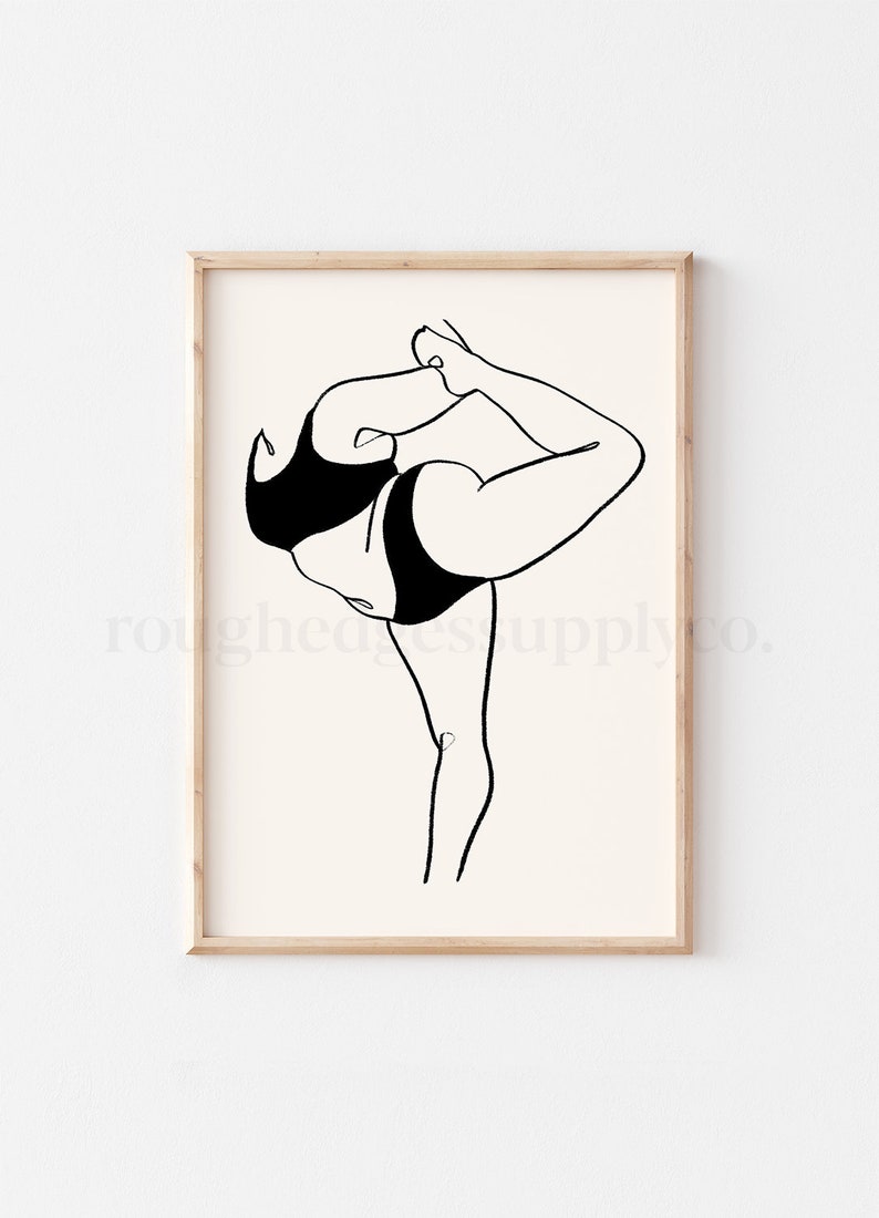 Body Positive Line Art Yoga Art Female Figure Minimalist | Etsy