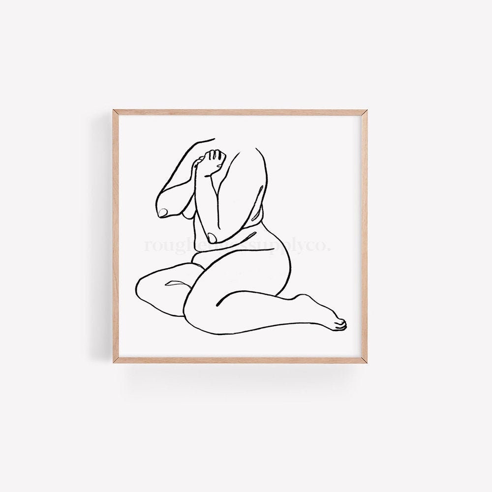 Body Positive Line Art Female Figure Art Print Minimalist Etsy