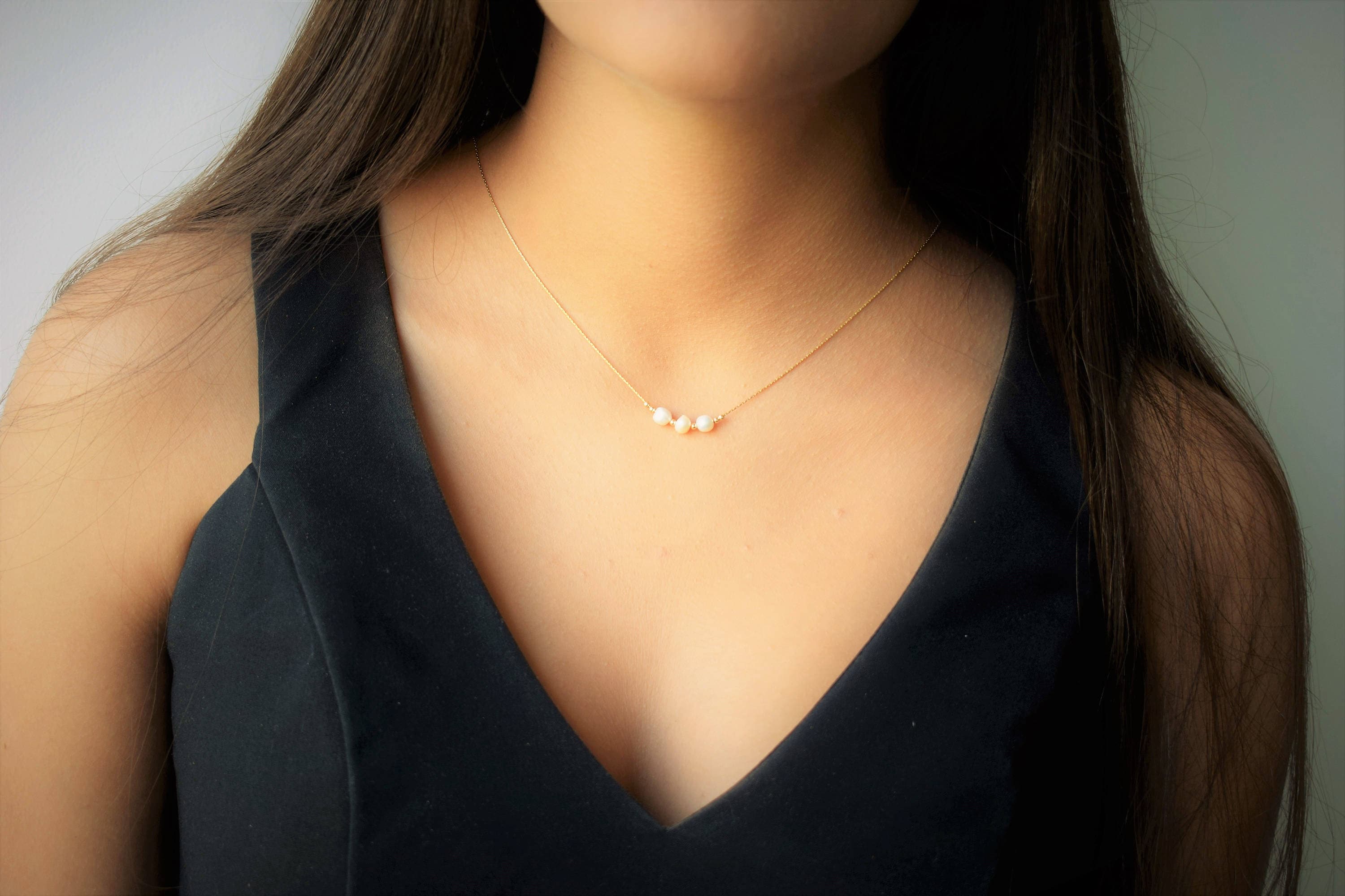 Pearl Beaded Necklace,pearl Gold Necklace,pearl Layer Necklace,delicate ...