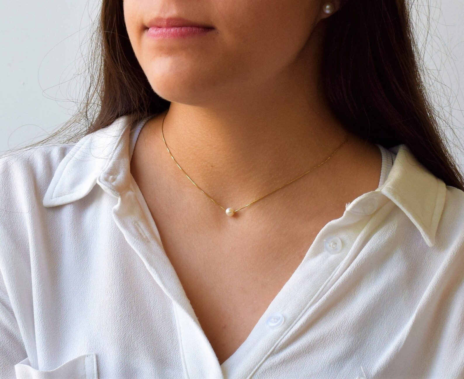 Single Pearl Necklace Pearl Necklace Dainty Pearl Necklace - Etsy