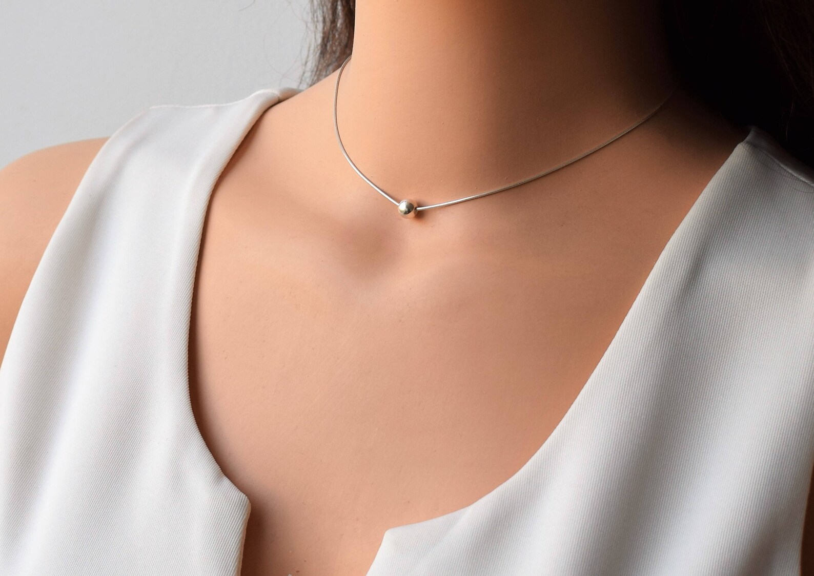 Sterling Silver Chokerchoker Ball Necklacesilver Ball Choker | Etsy