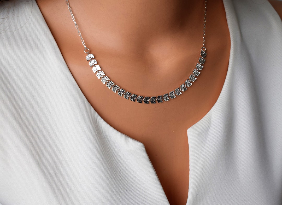 Sterling Silver Necklace, Silver Necklace, Layered Necklace, Silver Bar ...