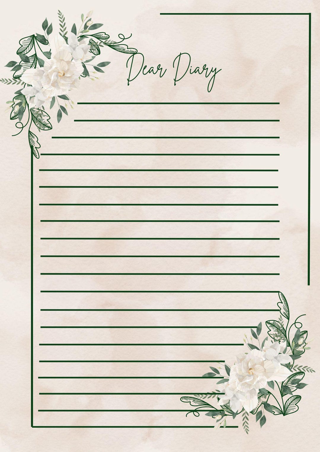 Diary Entry Page Printable | Dear Diary Page - Etsy